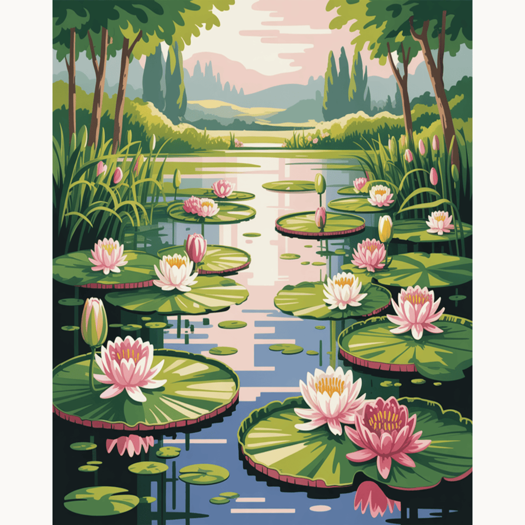 Whispering Lily Pond | Paint by Numbers Kit by Sereni Paint
